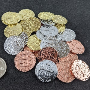 Metal Coins, Pirate Treasure, Play Money Gold Silver and Copper 22mm - Etsy
