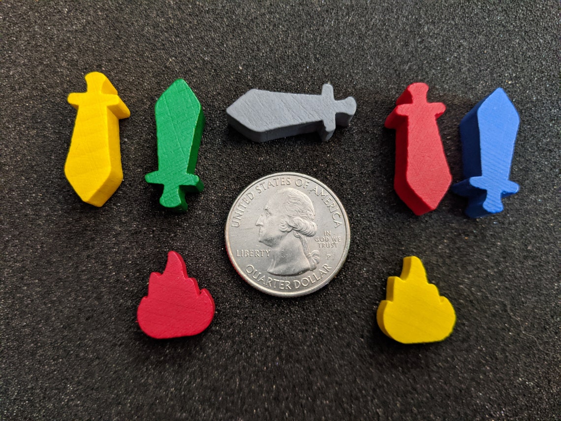 Wooden Sword and Fire Tokens | Etsy