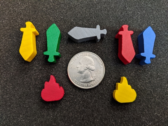 Wooden Sword and Fire Tokens | Etsy