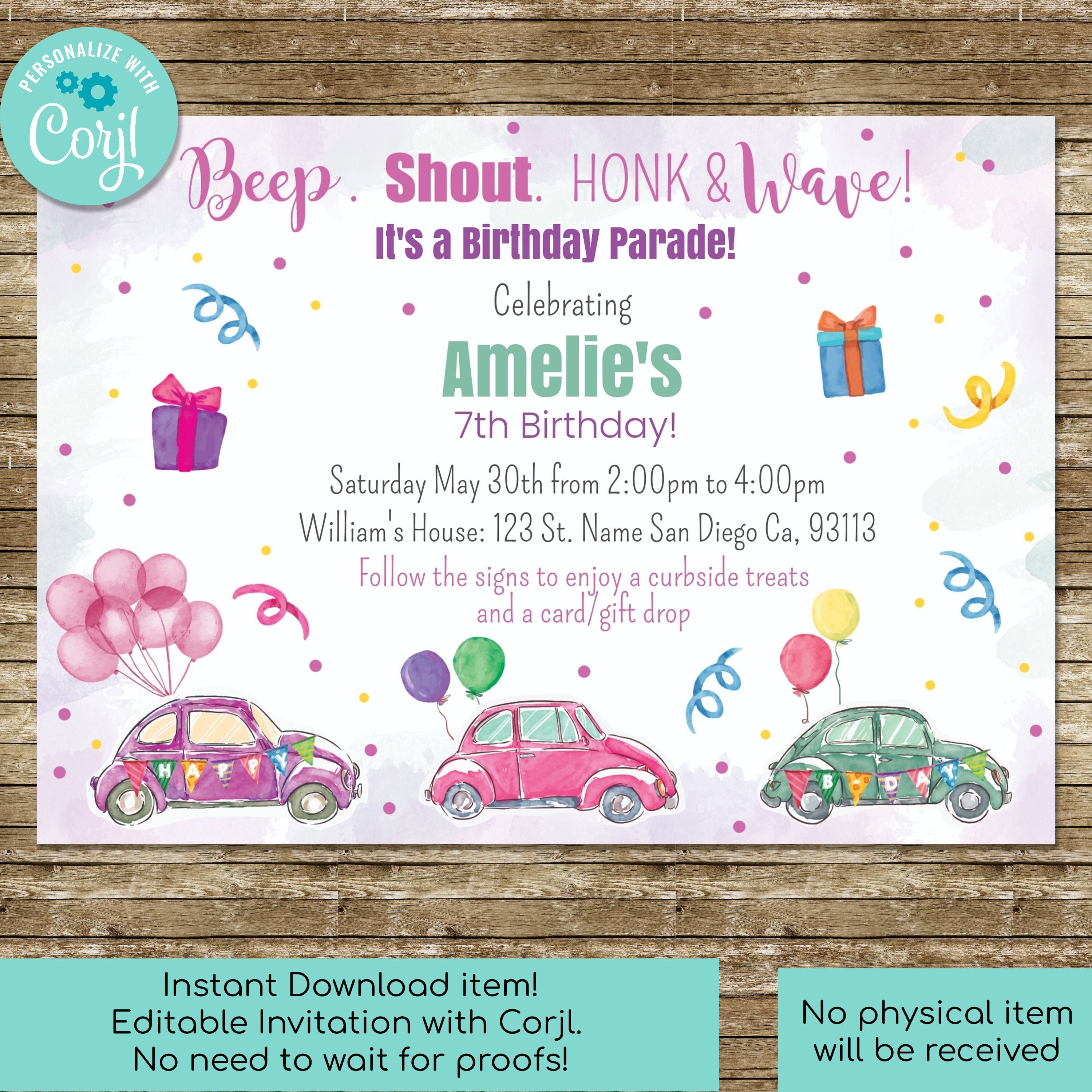 Birthday parade invitation store