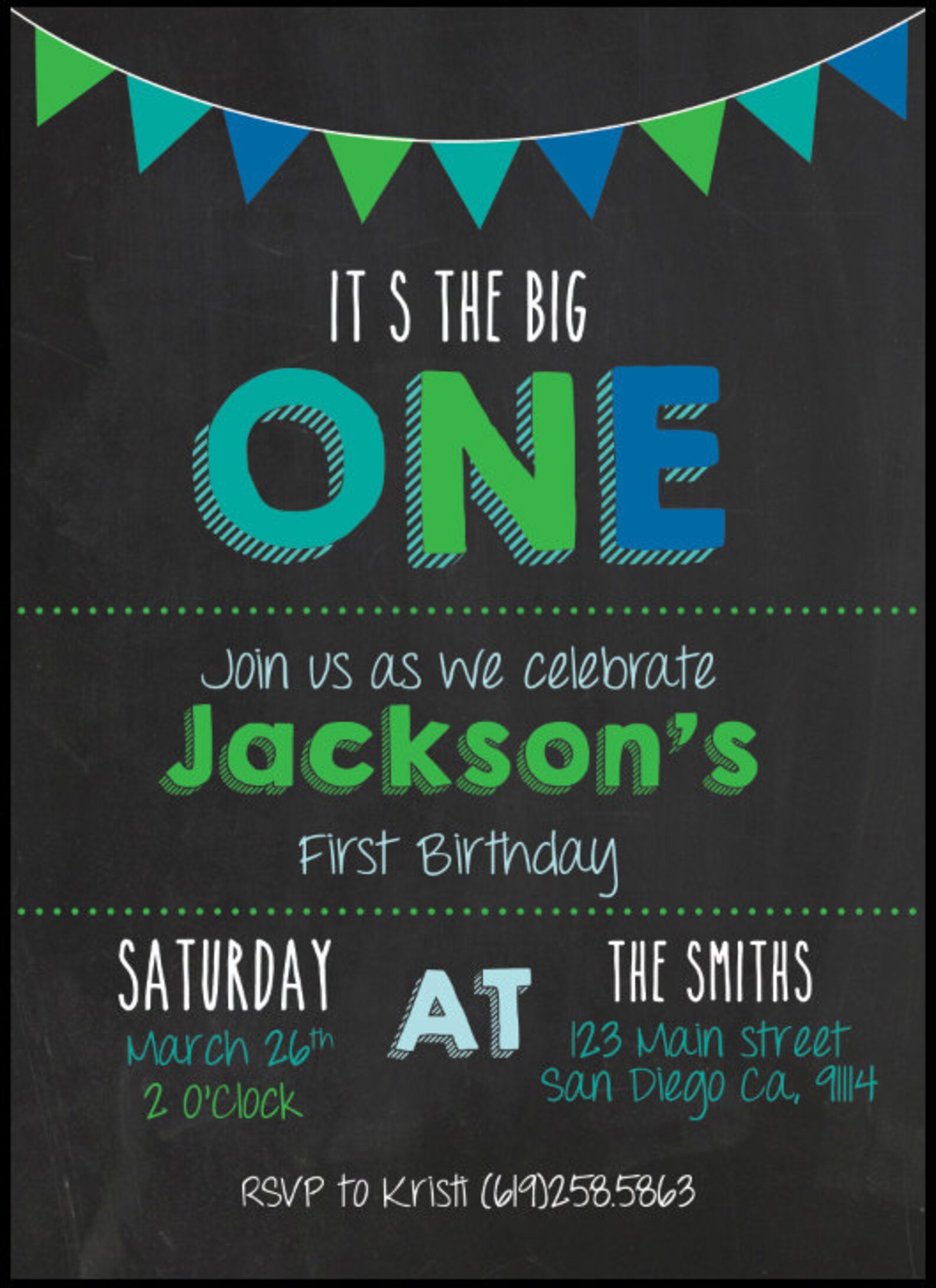 Printable First Birthday Invitation, Boy, One Year Old Party Invitation ...