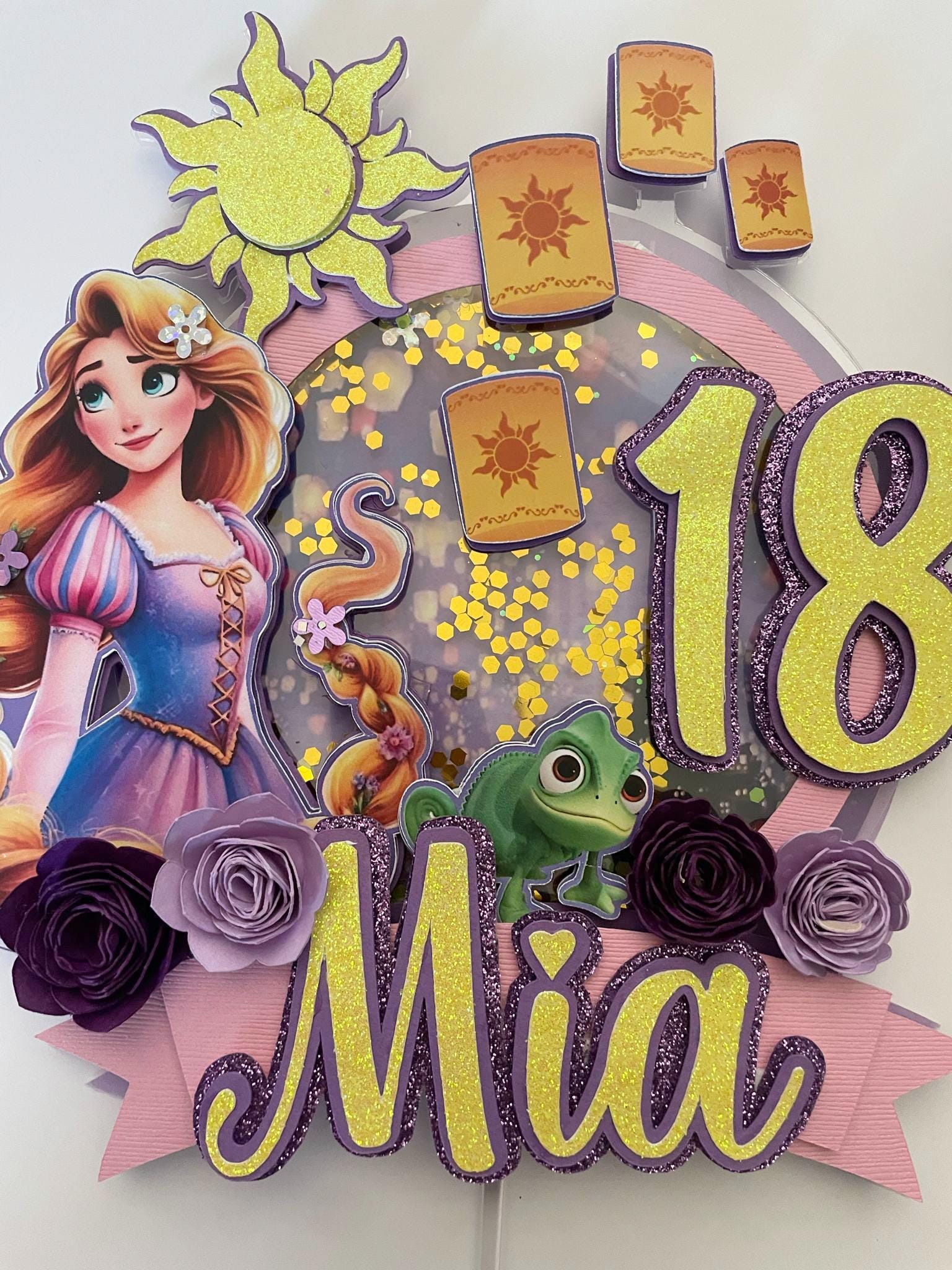 Custom Tangled Cake Topper, Rapunzel 3d Topper, Rapunzel Floral Cake ...