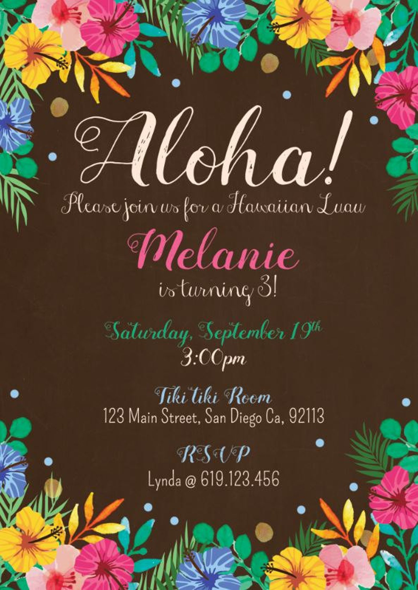Printable Aloha Party Invitation, Hawaiian Party Invite, Luau Party ...