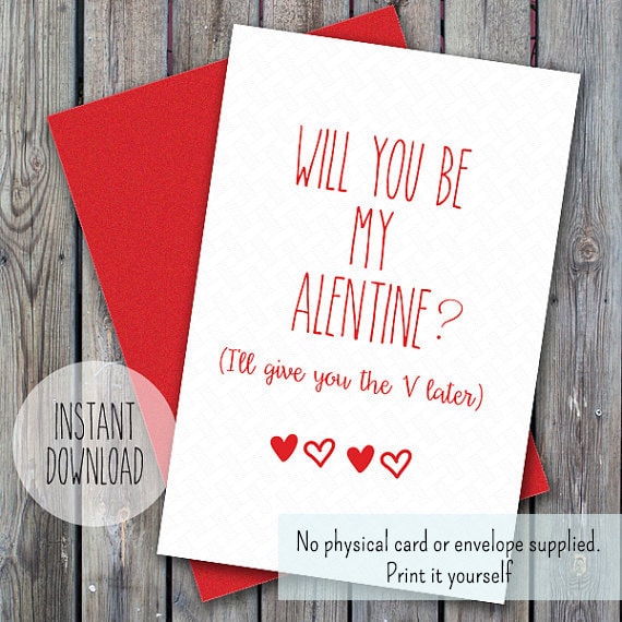 Funny Valentine Card Print Give You the V Card | Etsy