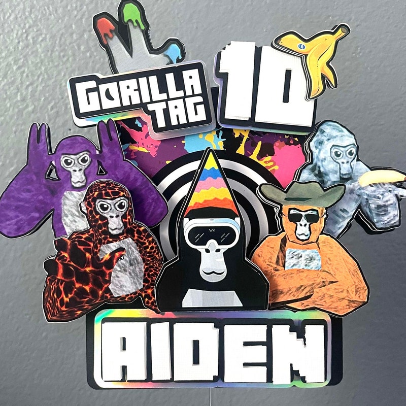 Gorilla Tag Birthday Cake Topper - Etsy