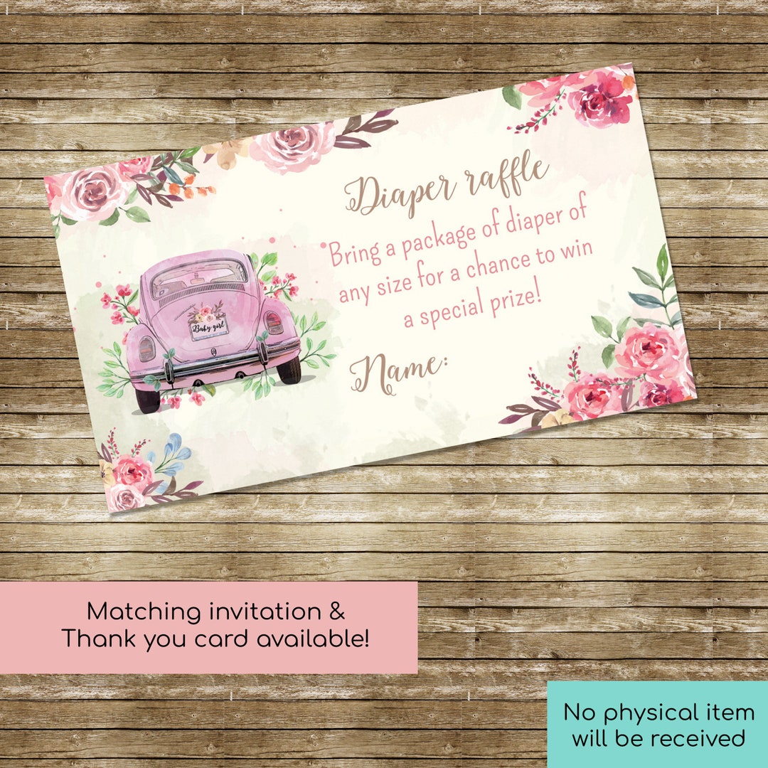 Matching Diaper Raffle Drive by Baby Shower Invite, Girl Baby Shower ...