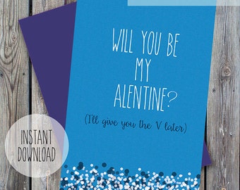 Funny Valentine Card Print Give You the V Card | Etsy