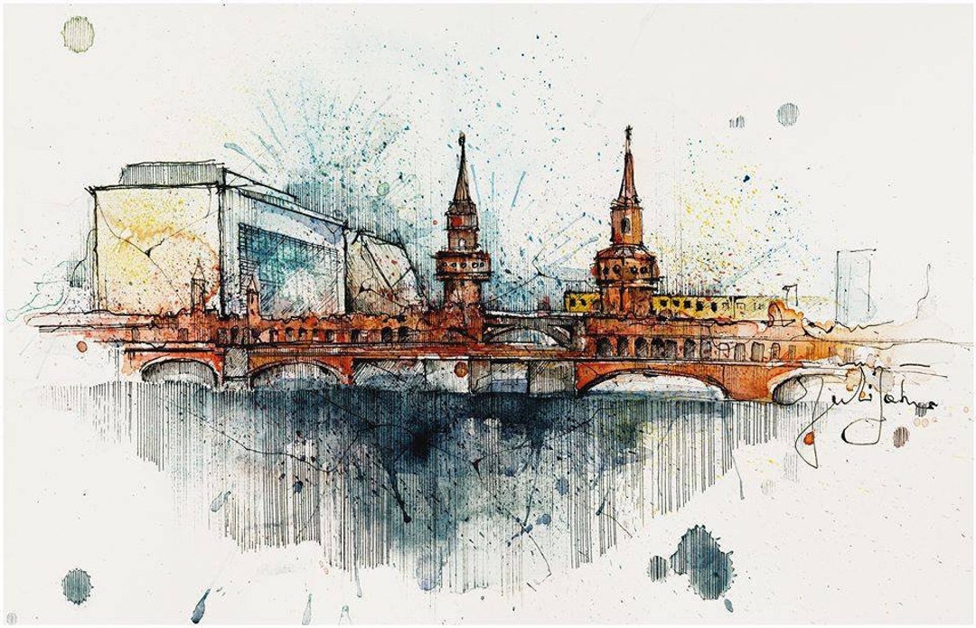 Warschauerstr. Berlin Germany. Wall Decor. Wall Art Print. Watercolour ...