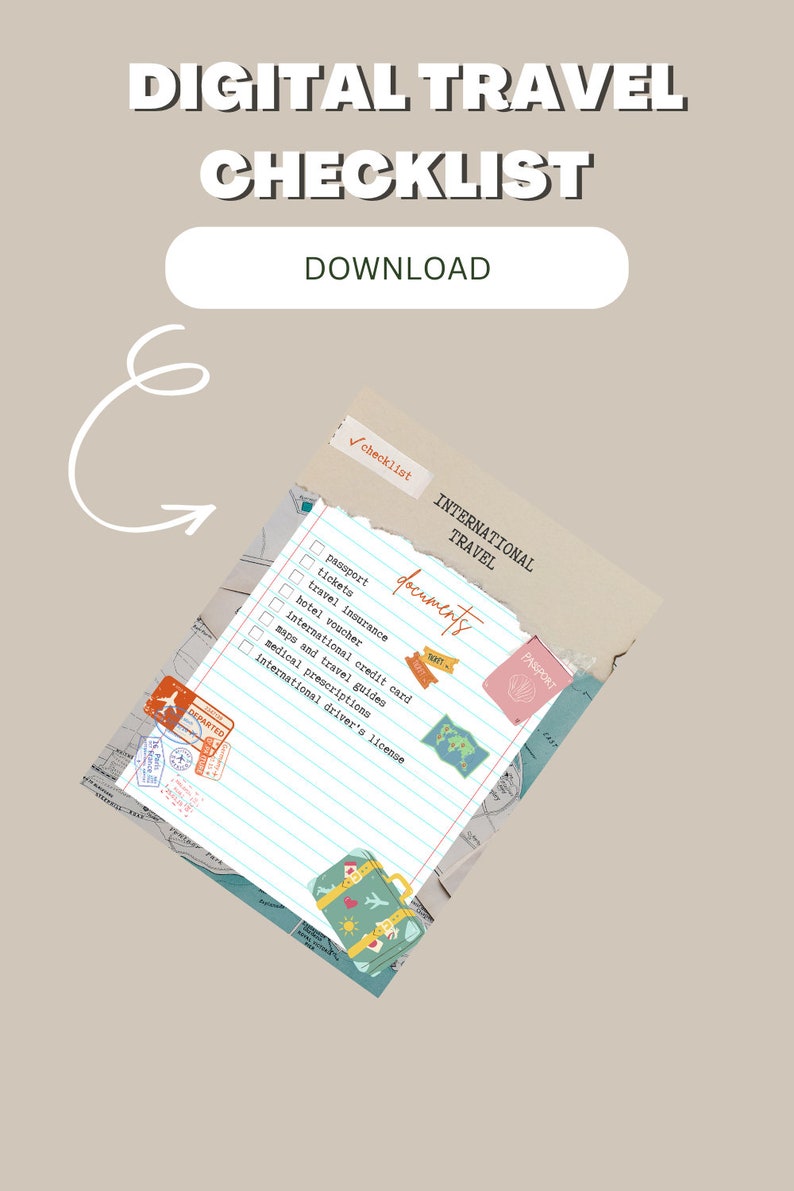 International Travel Checklist - Etsy