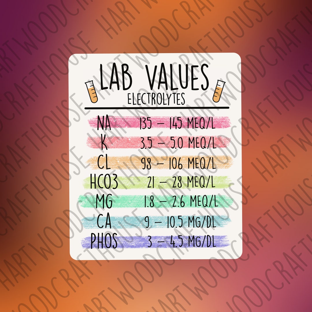 Nursing Lab Values Stickers BUNDLE - Etsy