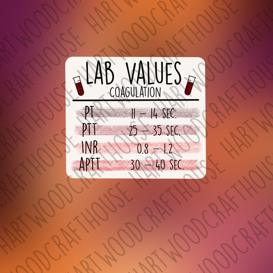 Coagulation Panel Nursing Lab Values Sticker - Etsy
