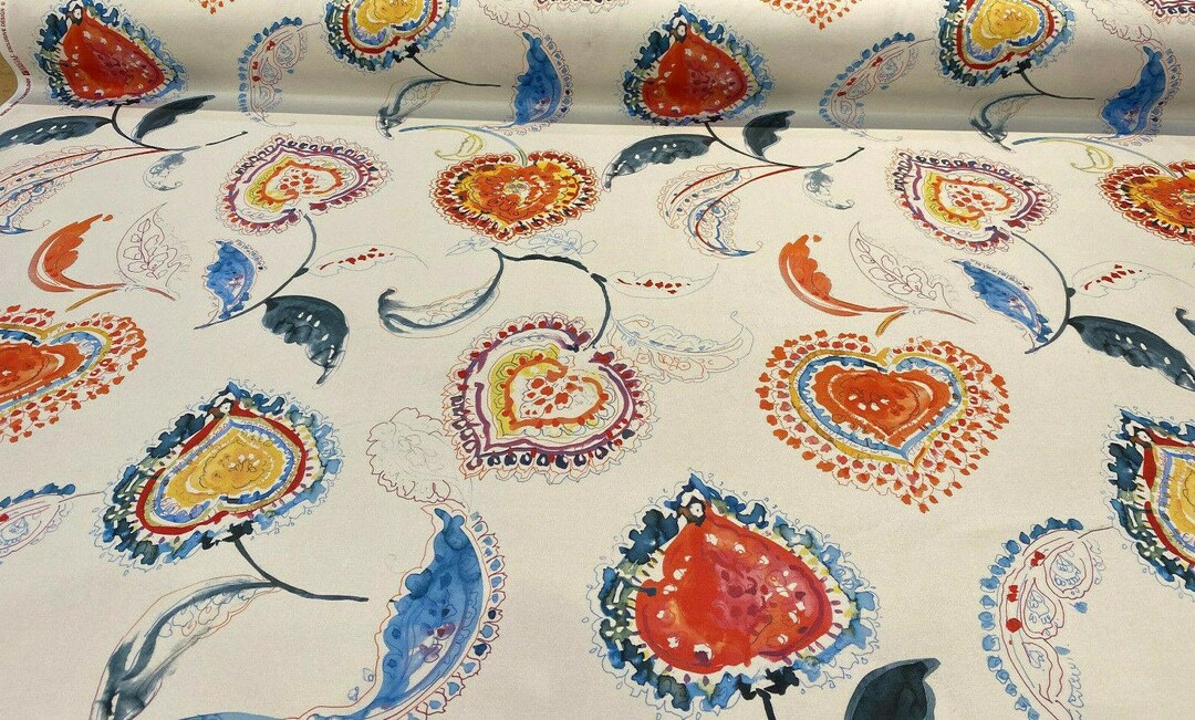 Velvet Upholstery Regal Jill Red Floral Print Soft Fabric by the Yard ...