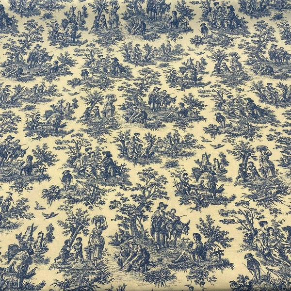 Blue Toile Fabric - Etsy