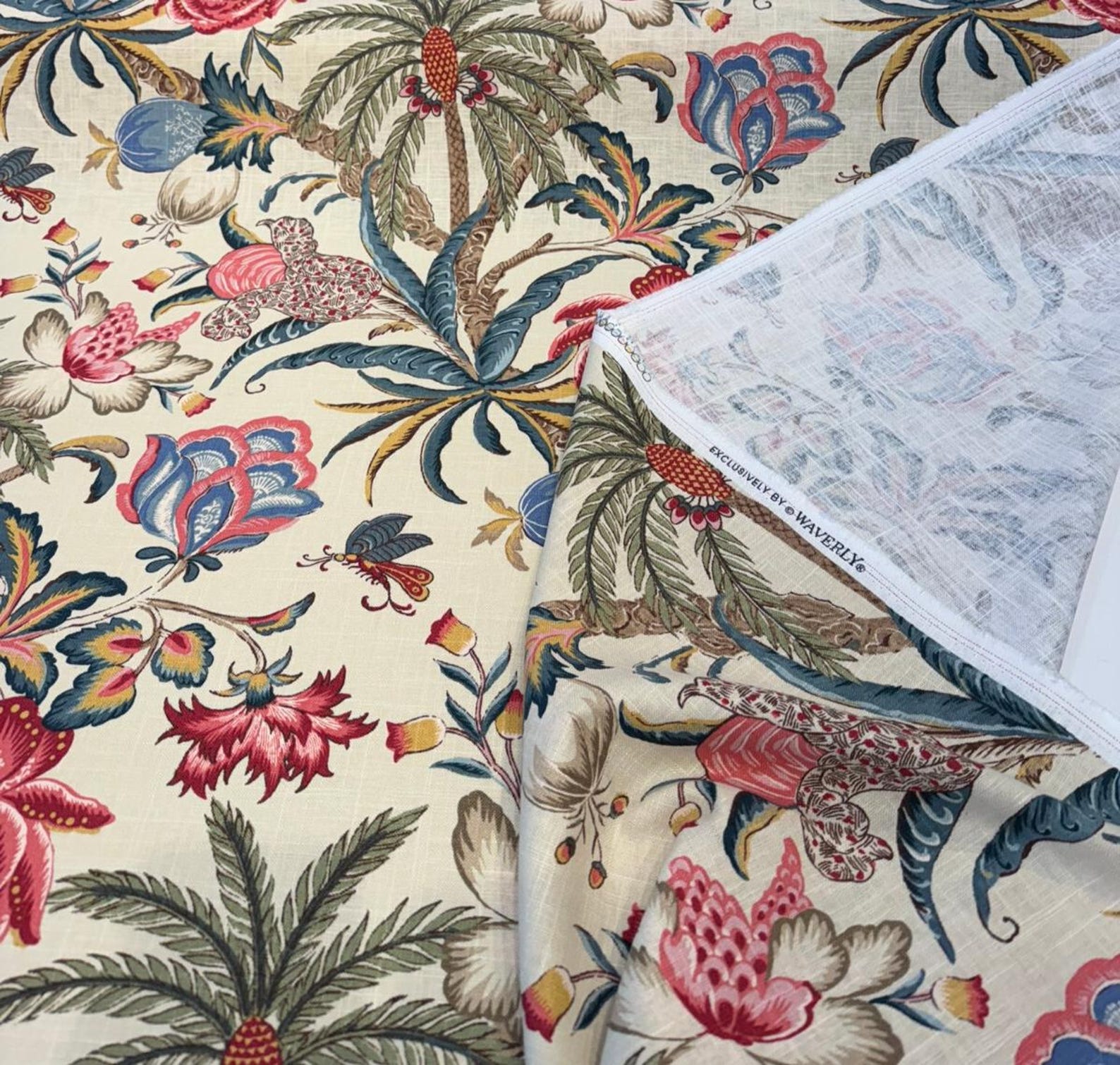 Waverly Exotic Curiosity Jewel Linen Drapery Upholstery Fabric by the ...