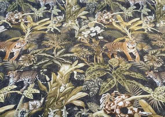 Serengeti Jungle Tiger Leopard Drapery Upholstery Fabric by | Etsy