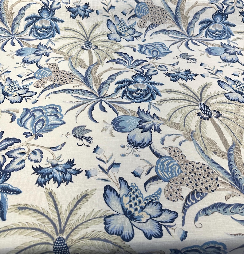 Waverly Exotic Curiosity Porcelain Linen Drapery Upholstery Fabric by ...