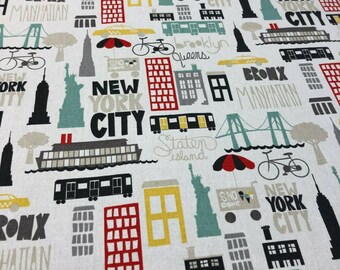 New York Fabric New York City Icons Illustration Manhattan Brooklyn by ...