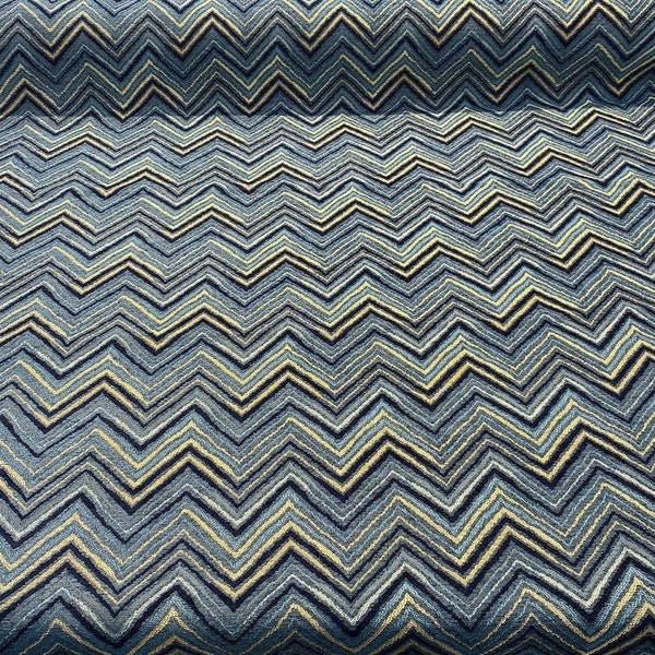 Blue Chevron Fabric - Etsy