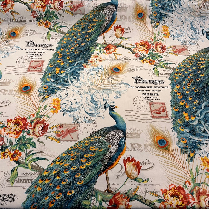Peacock Fabric - Etsy