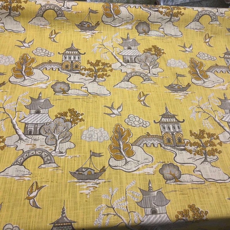 Yellow Chinoiserie Fabric - Etsy