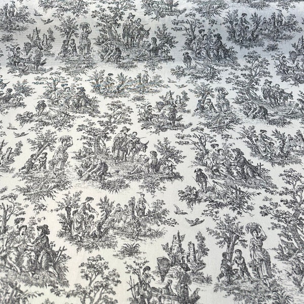 Black Toile Fabric - Etsy