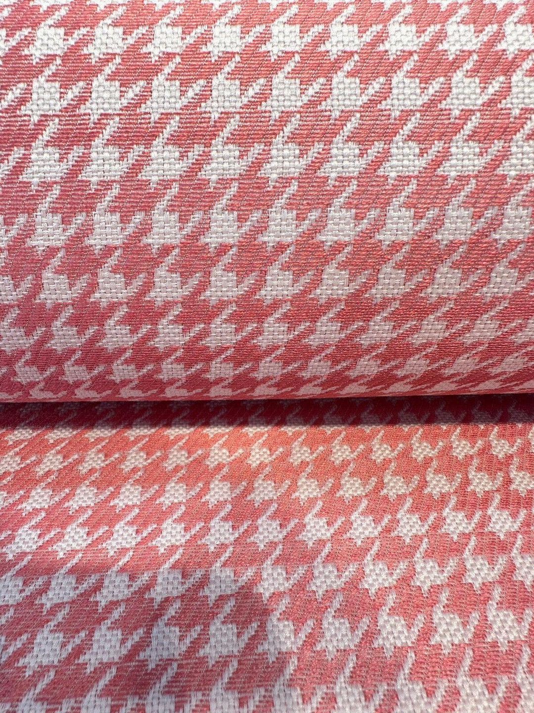 Regal Pink Houndstooth Chelsea Coral Jacquard Fabric by the Yard - Etsy