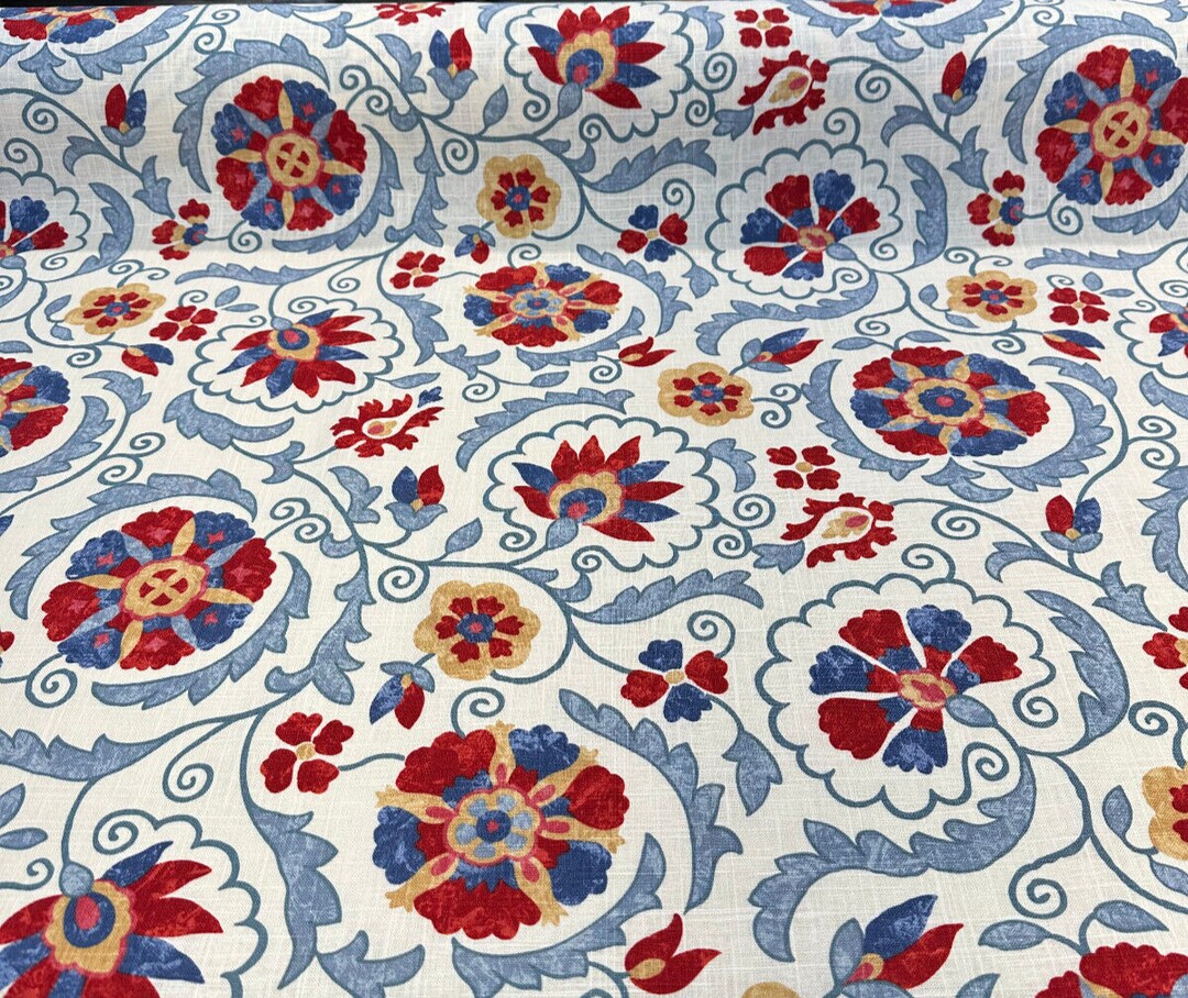 Trend Jaclyn Smith Floriated Linen Drapery Upholstery Fabric by the ...