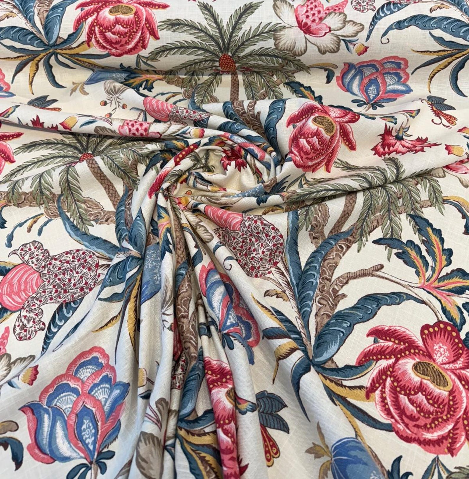 Waverly Exotic Curiosity Jewel Linen Drapery Upholstery Fabric by the ...