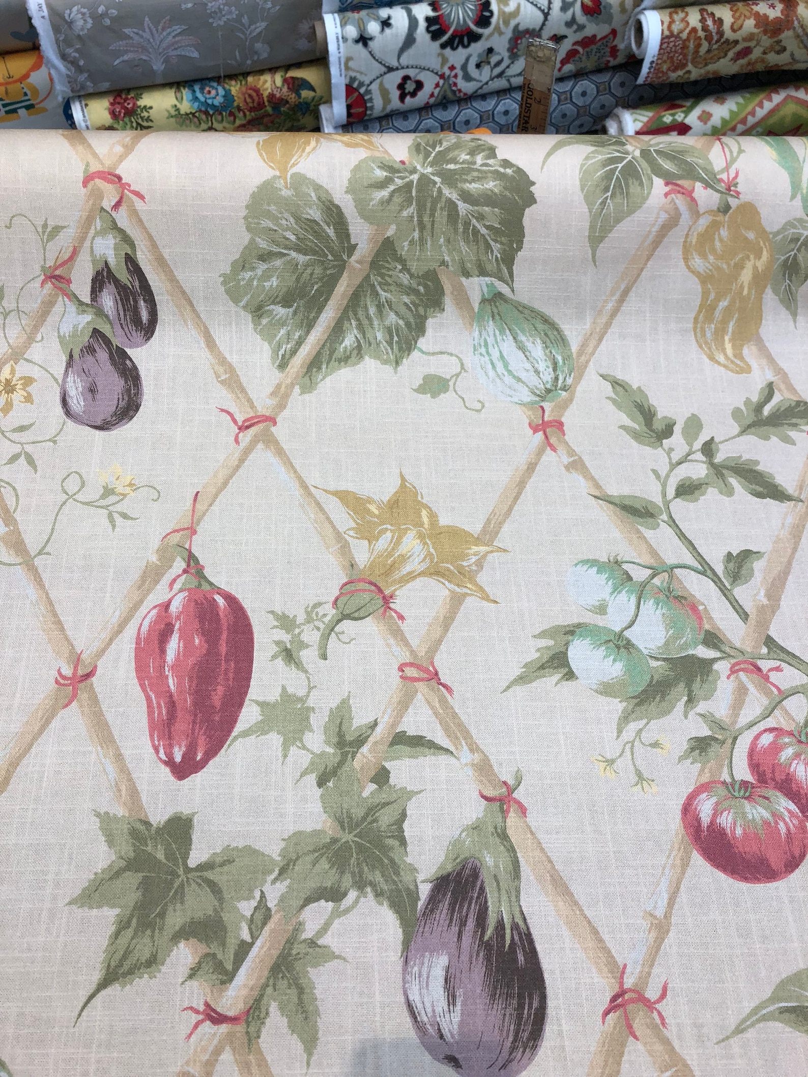 On the Vine Antique Fruits Vegetables Braemore P Kaufmann by the Yard ...