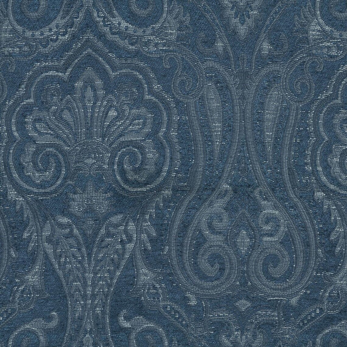 Waverly Clubroom Paisley Damask Prussian Chenille Upholstery Fabric by ...