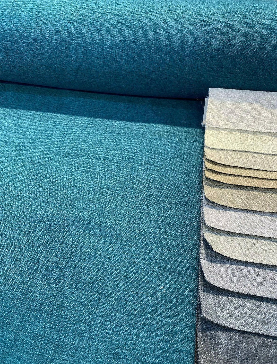 Peacock Turquoise Upholstery Penelope Chenille Fabric by the | Etsy