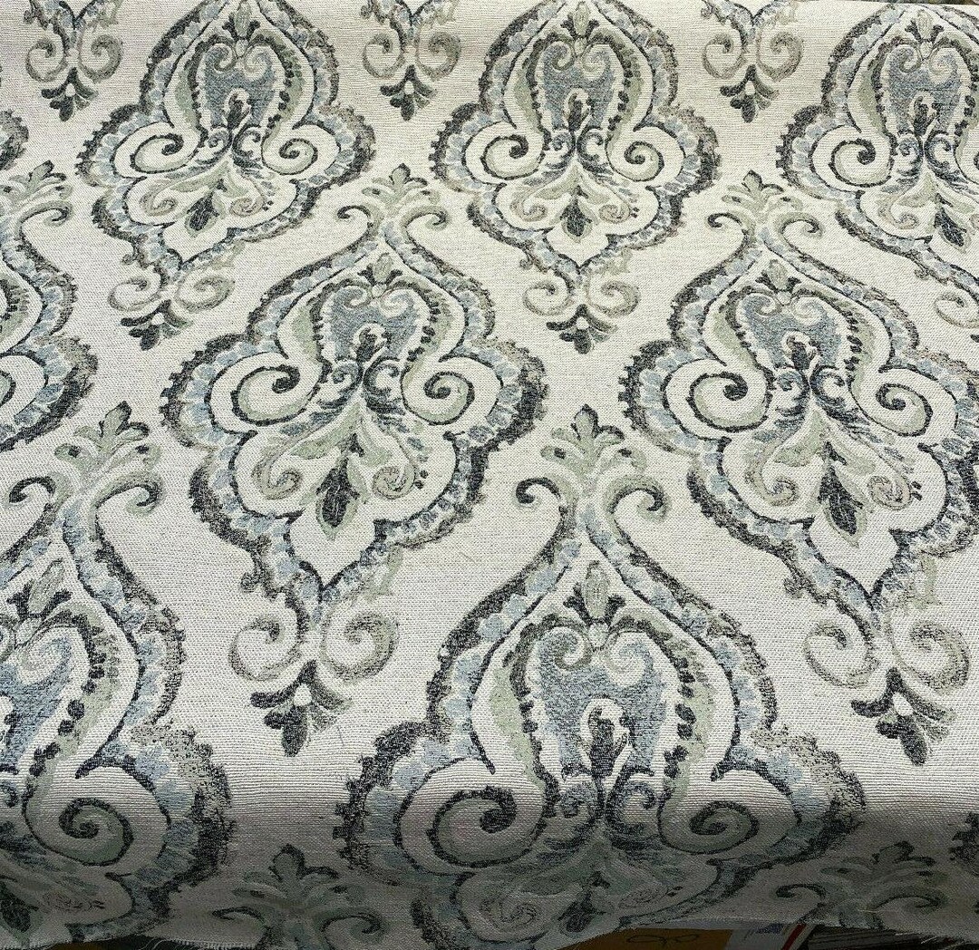 Swavelle Shamaris Marsh Antique Damask Chenille Upholstery Fabric by ...