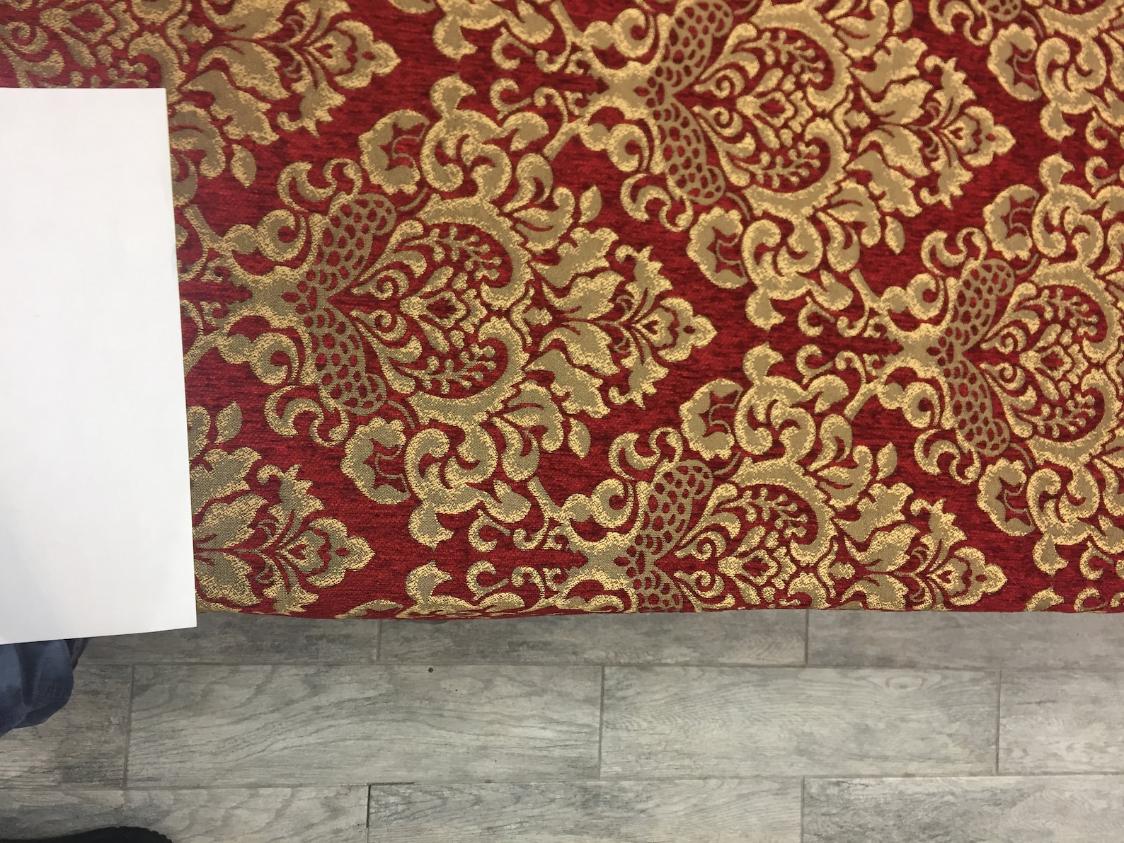 Chenille Upholstery Damask Ruby Red Gold Print Cleopatra Fabric BY the ...