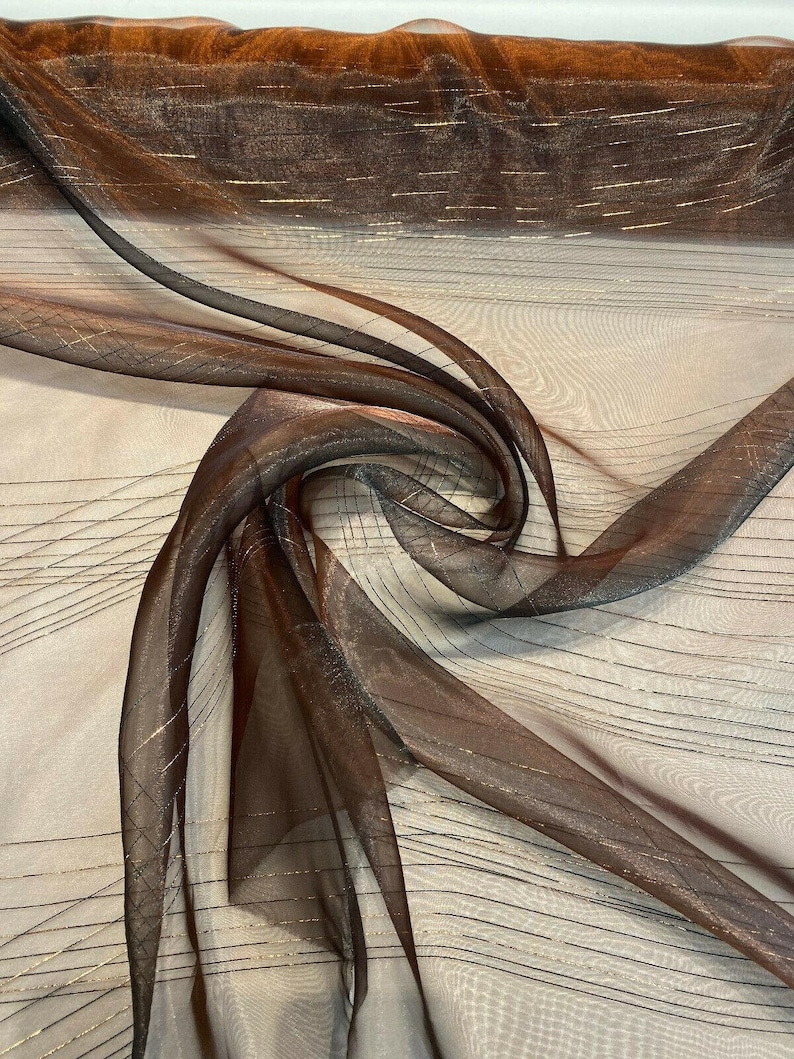 French Bella Stripes Bronze Double Width Sheer Fabric by the - Etsy