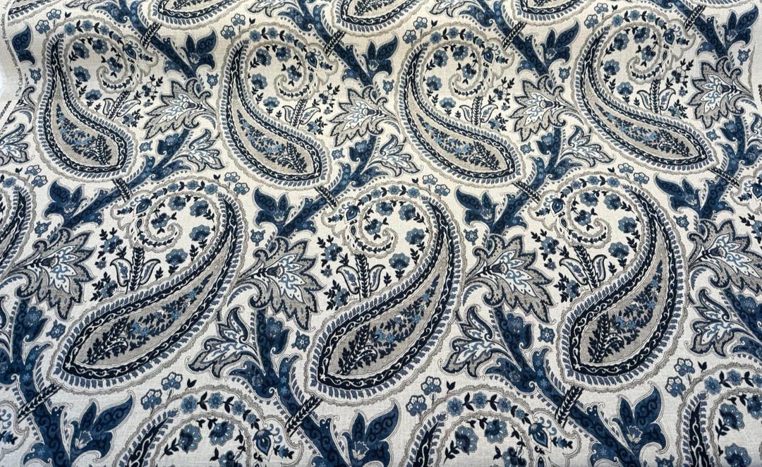 Waverly Plumtree Paisley Blue Ink Drapery Upholstery Fabric by the Yard ...