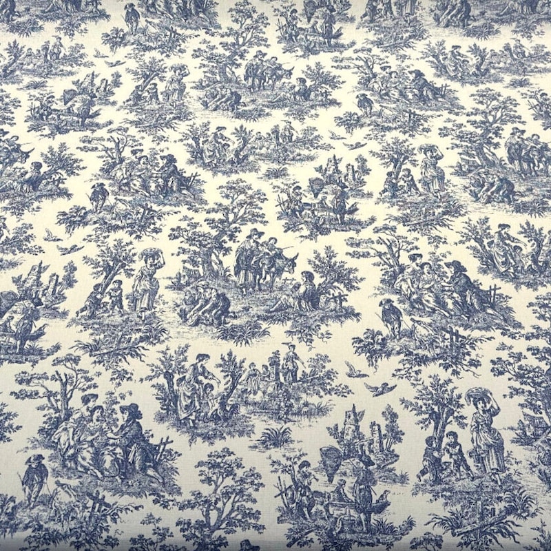 Blue Toile Fabric - Etsy