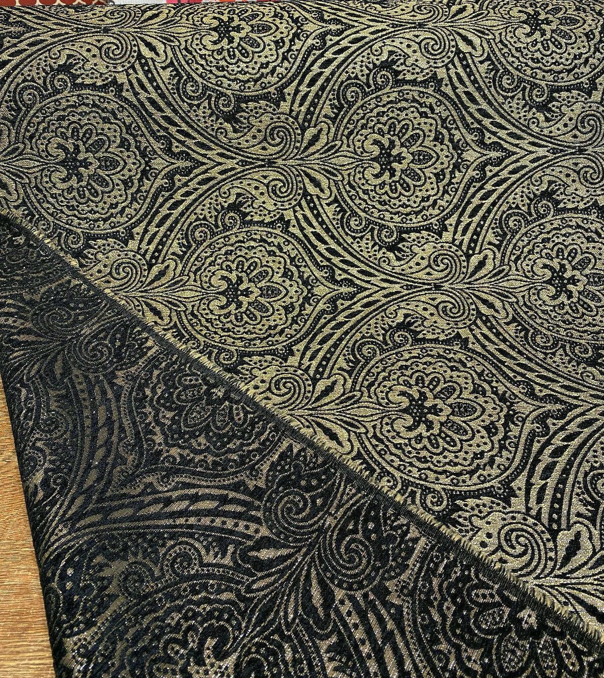 Medellin Damask Black Gold Upholstery Fabric by the Yard - Etsy