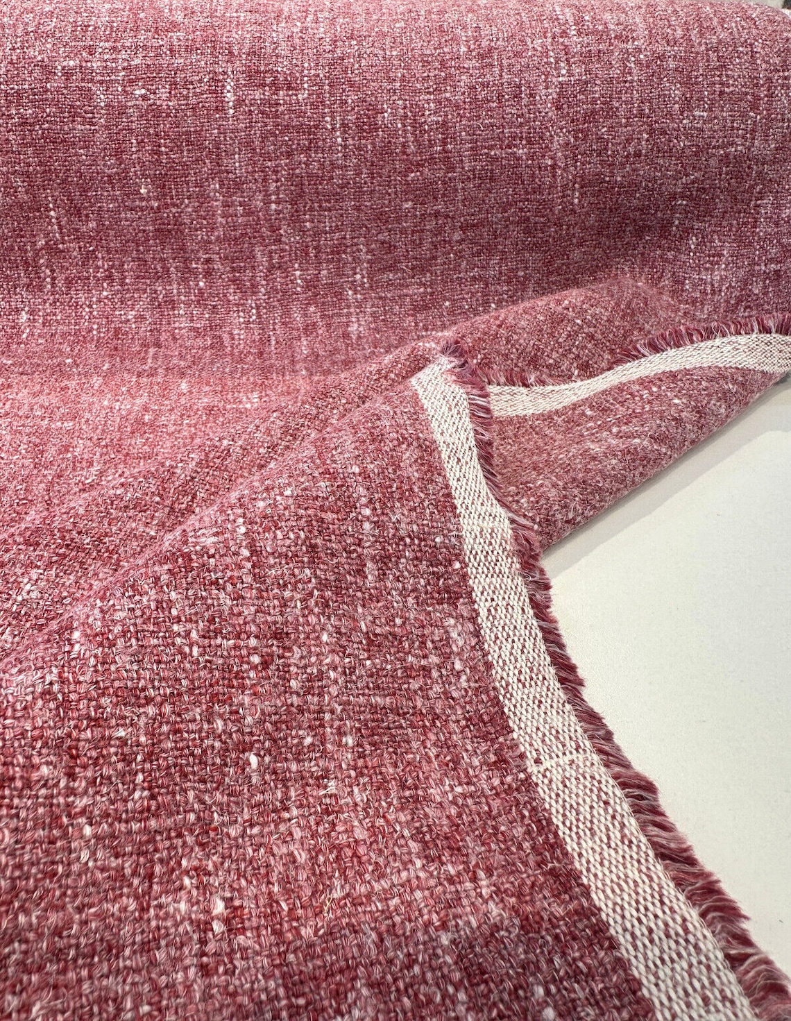 Libeco Belgian Linen Melange Scarlet Red Drapery Upholstery Fabric by ...