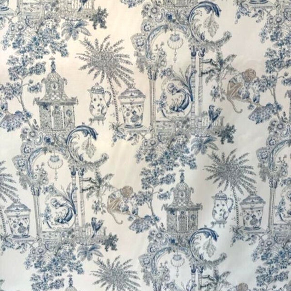 Blue Toile Fabric - Etsy