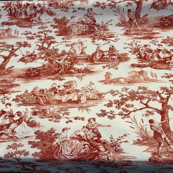 Red Toile Fabric - Etsy