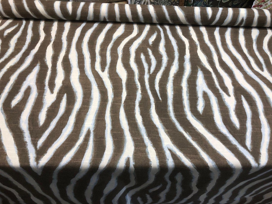 Zany Zebra Ice Blue Drapery Upholstery Home Accent Fabric by the Yard ...