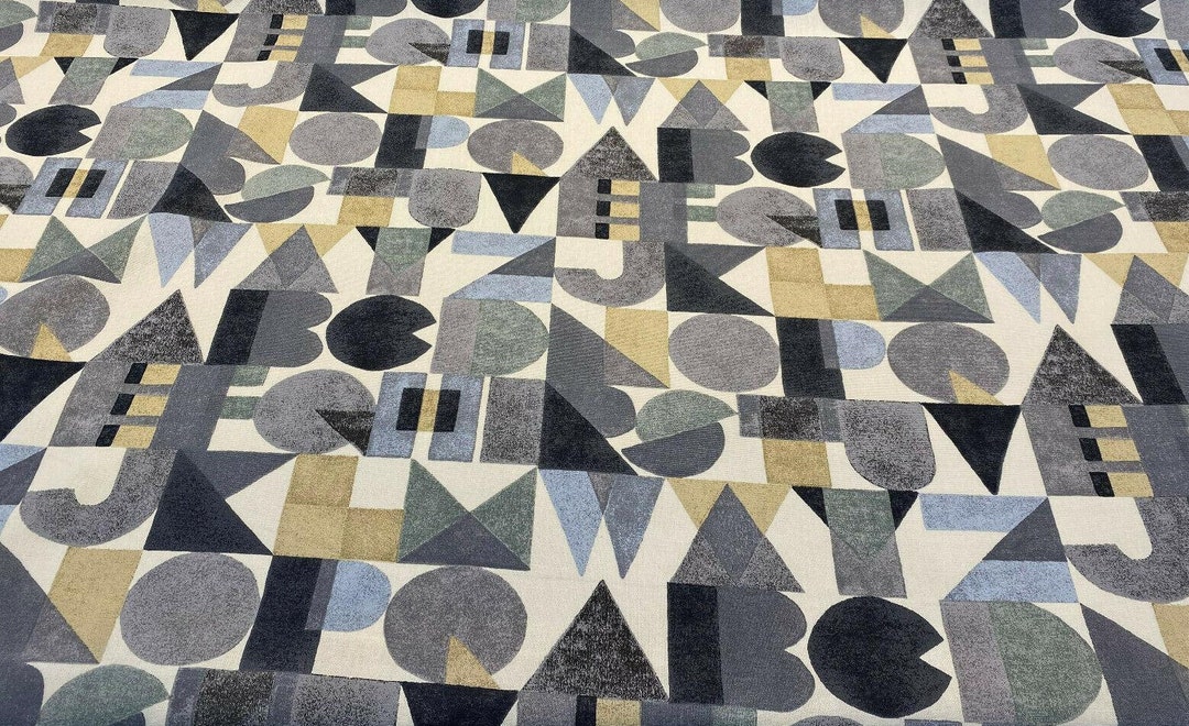 Block Letters Onyx Waverly Novogratz Multi Purpose Fabric by the Yard ...