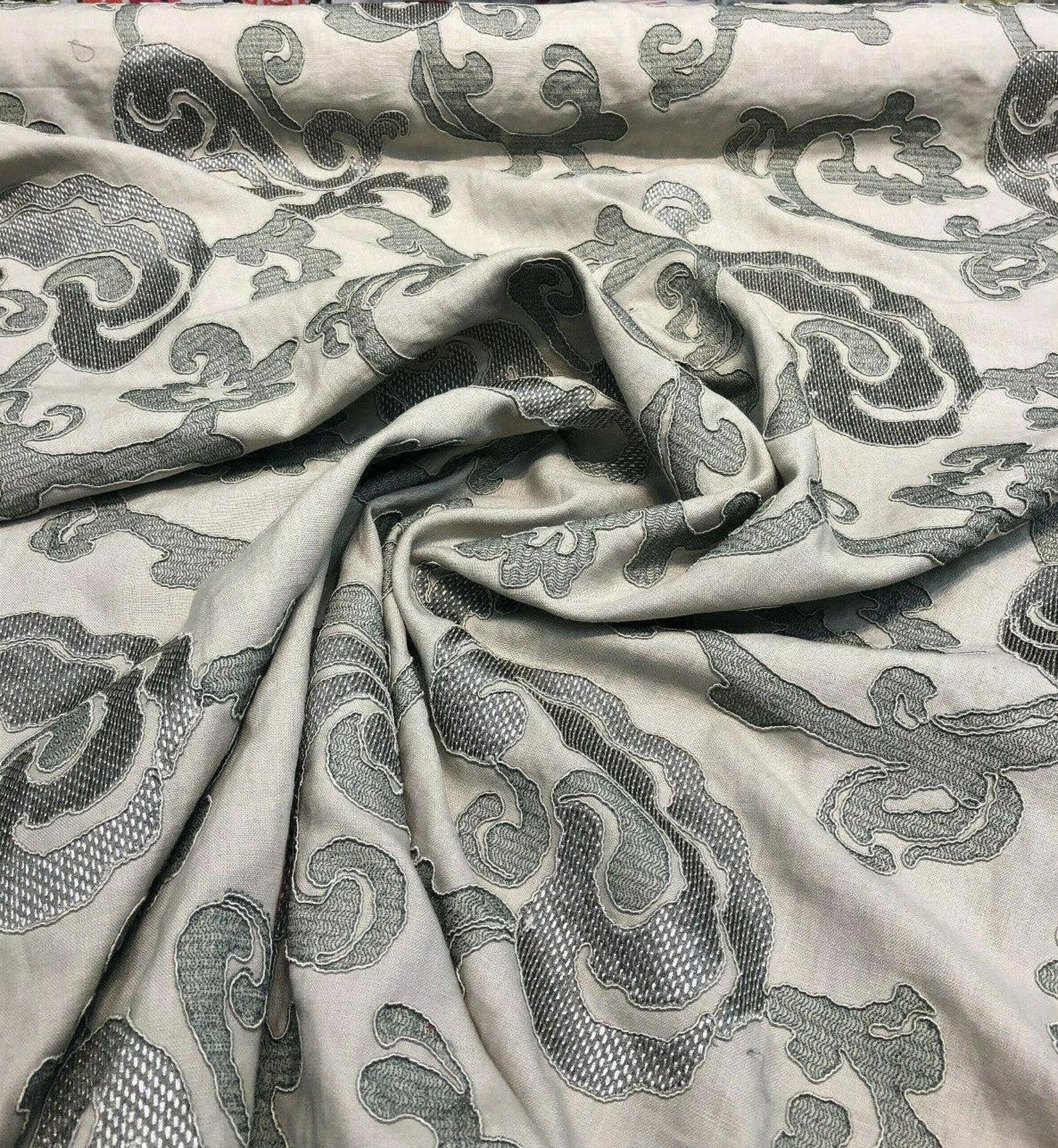 Fabricut Victoria Stingray Embroidered Linen Fabric by the Yard - Etsy