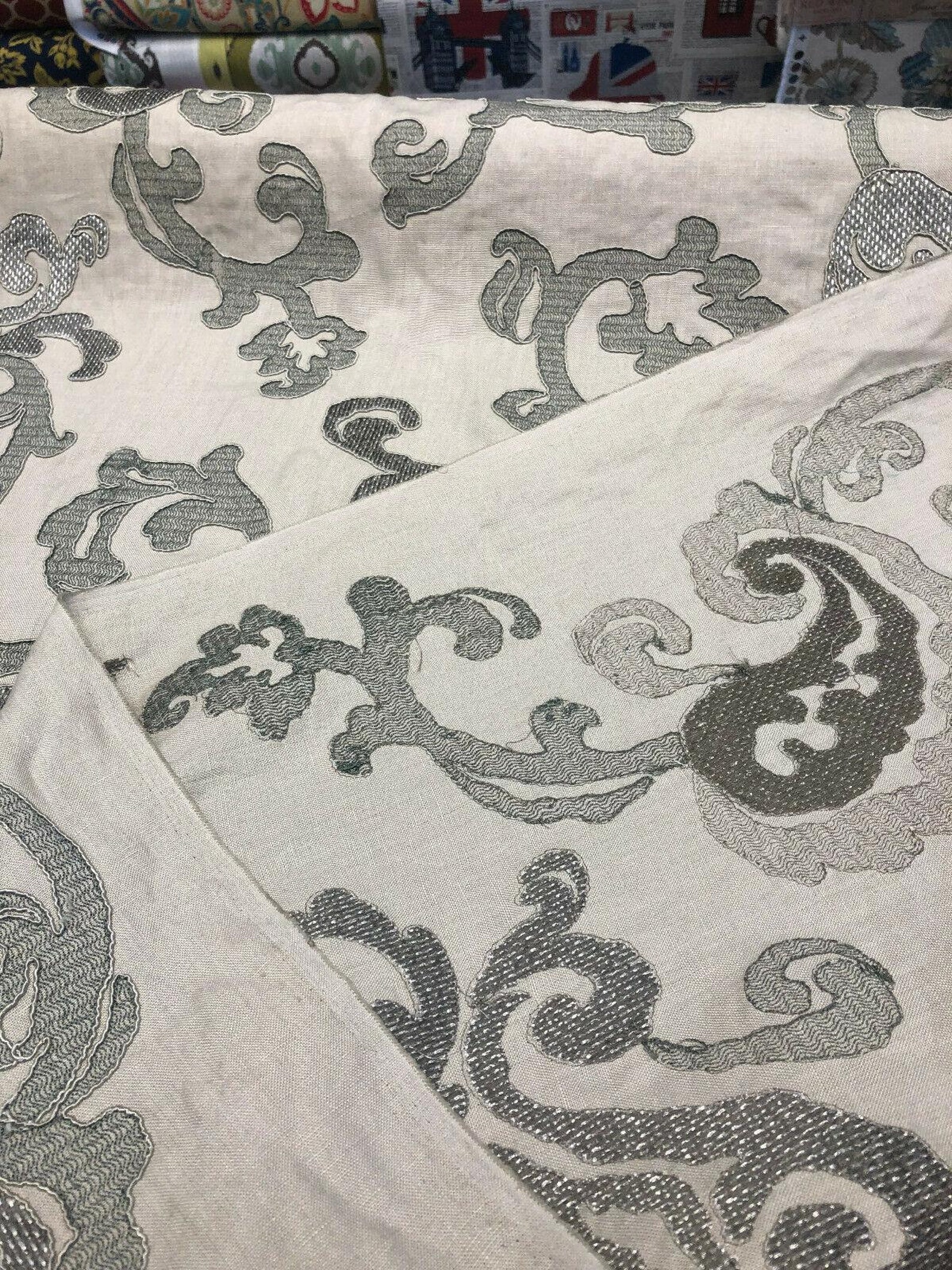 Fabricut Victoria Stingray Embroidered Linen Fabric by the Yard - Etsy