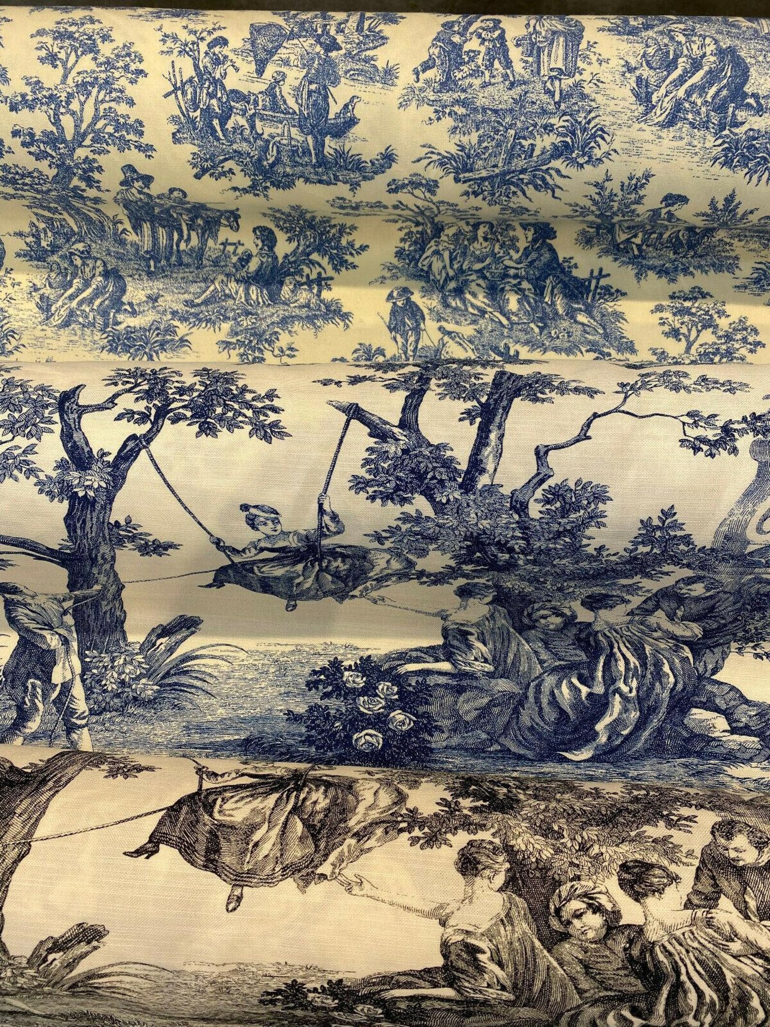 Waverly Toile Idyllic Days Black Noir Fabric by the Yard | Etsy