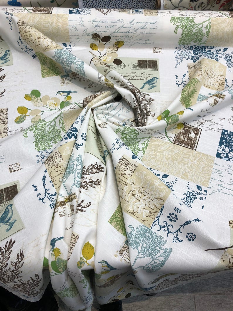 Richloom Brigitte Sky Blue French Script Paris Floral Fabric - Etsy