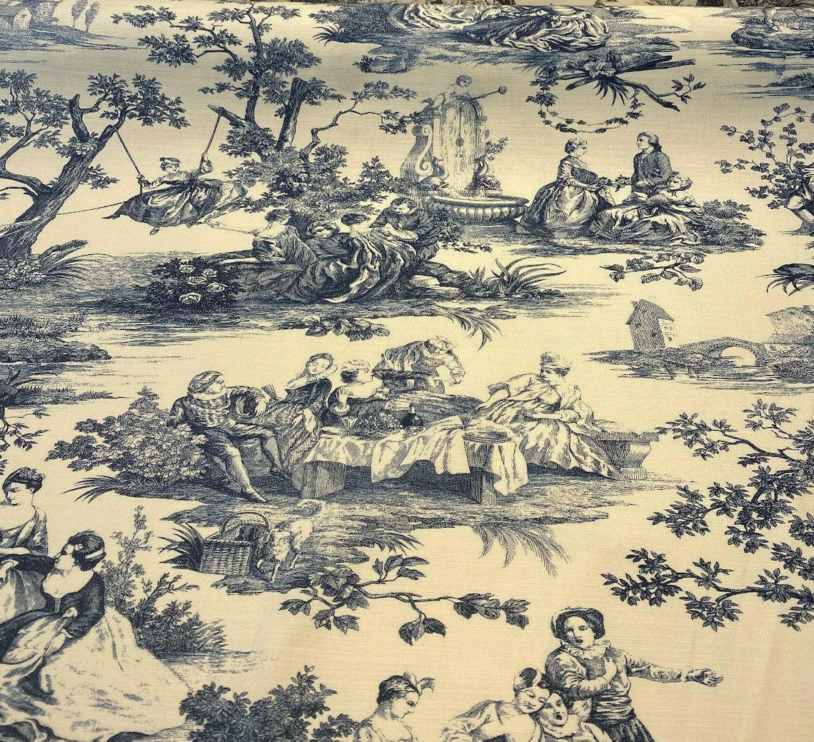 Waverly Toile Idyllic Days Blue Sapphire Fabric by the Yard | Etsy