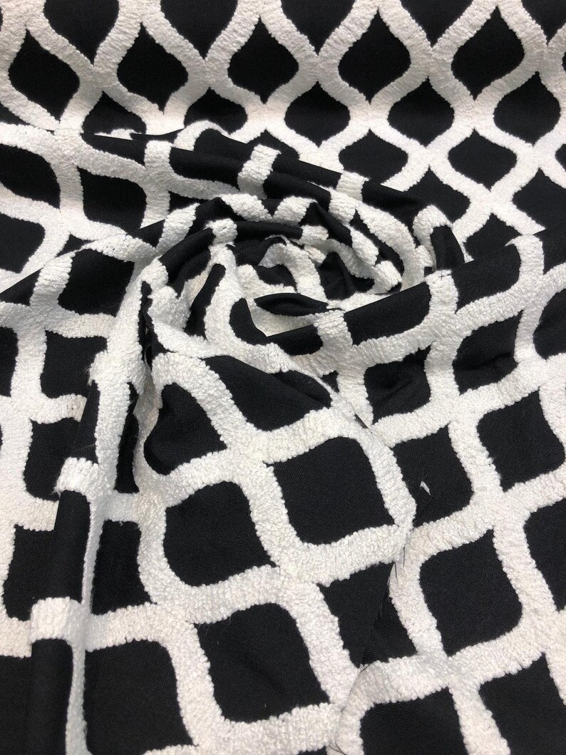 Valiant Time Black Embroidered Modern Rope Fabric Sold by the - Etsy