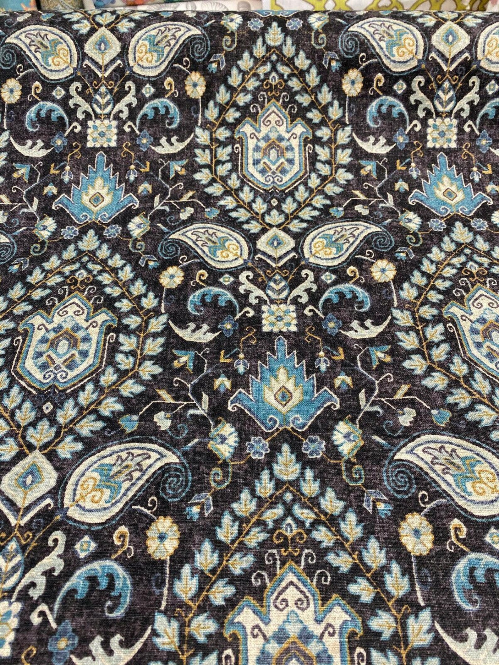 Telesto Moonlight Damask Linen Rayon Swavelle Fabric By The | Etsy