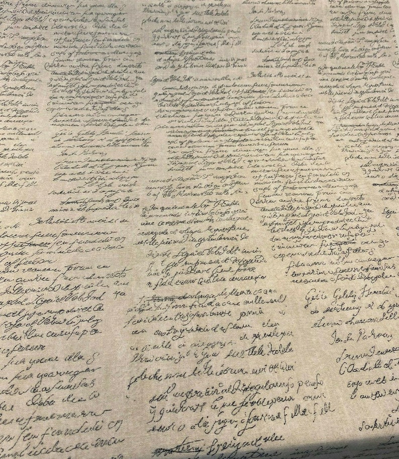 Waverly Scripted Writing Linen Indigo Fabric by the Yard - Etsy